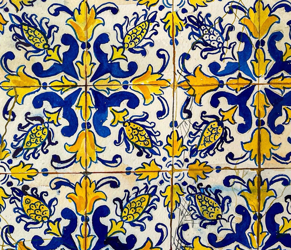 Blue and Yellow Azulejo Tiles Famous Portuguese Tile Patterns Original ...