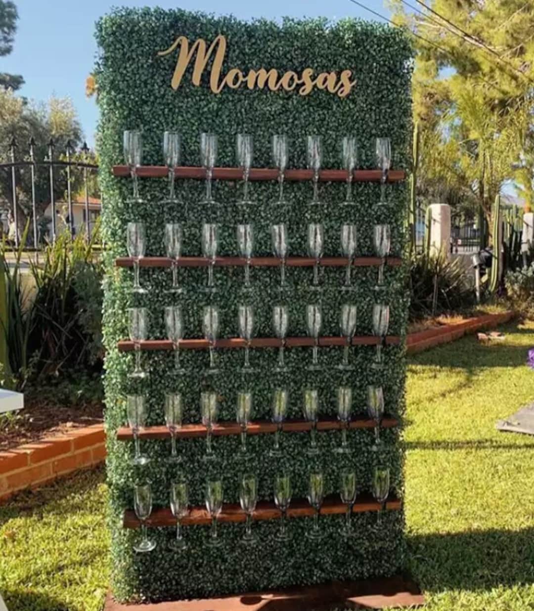 Wine Champagne Racks Shelves in Grass Display Backdrop Wall Bridal ...