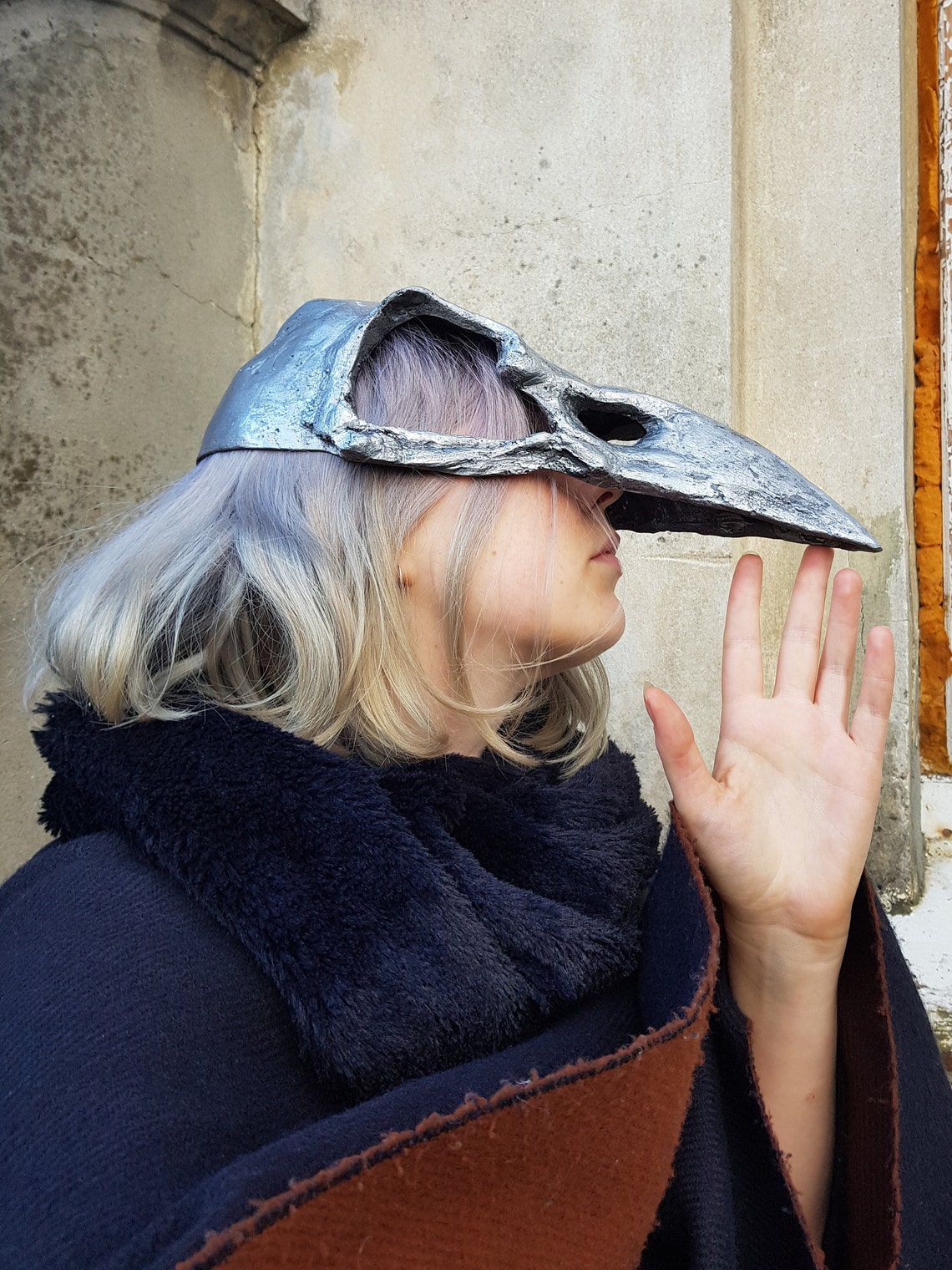 Raven skull mask metal silver helmet | Etsy