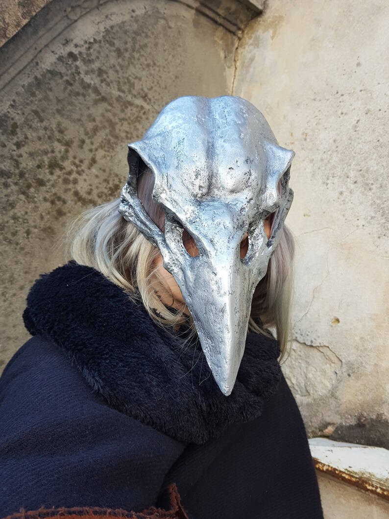 Raven skull mask metal silver helmet | Etsy