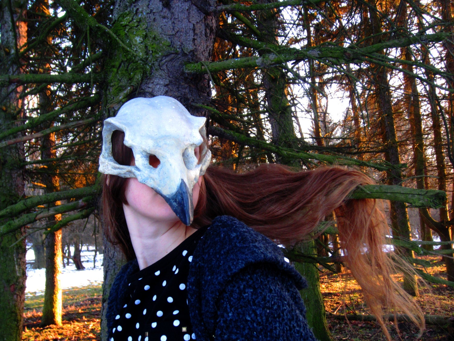 Raven white bone skull mask | Etsy