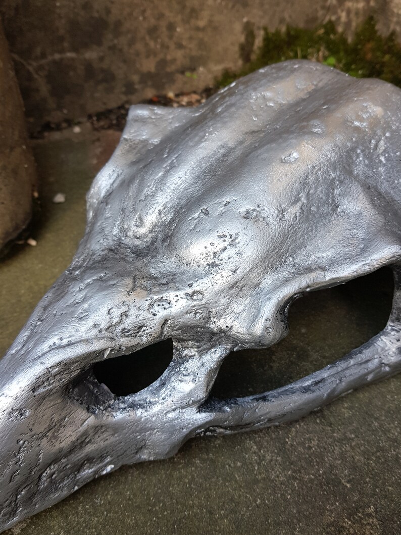 Raven skull mask metal silver helmet | Etsy