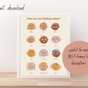 Feelings Poster Kids | Facial Expressions Emotions Poster Nursery ...
