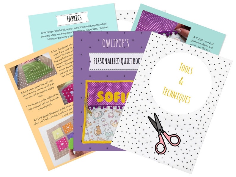 Personalized Quiet Book PDF Tutorial | 4 Quiet Book Pages + Cover ...