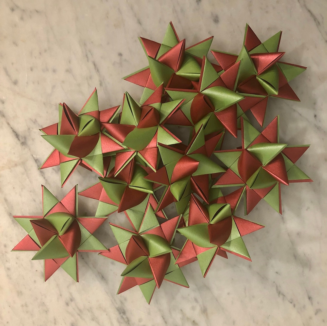 13 (1 Free) Two-tone Shimmer German Paper Stars Froebel Stars Moravian ...