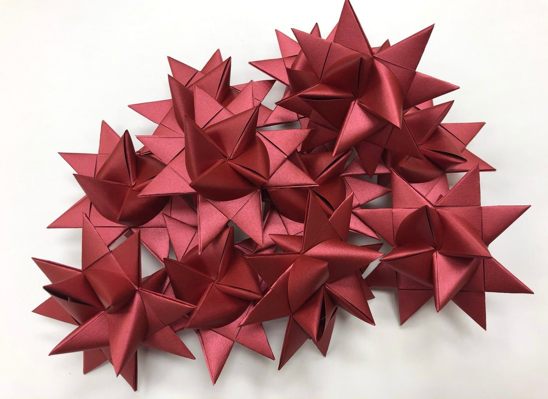 13 Deep Red Shimmer German Paper Stars Froebel Stars Moravian Stars ...