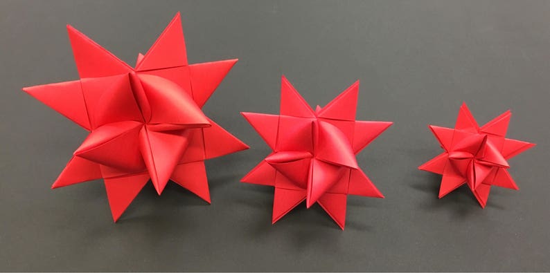 13 Medium Red German Paper Stars Froebel Stars Moravian Stars - Etsy