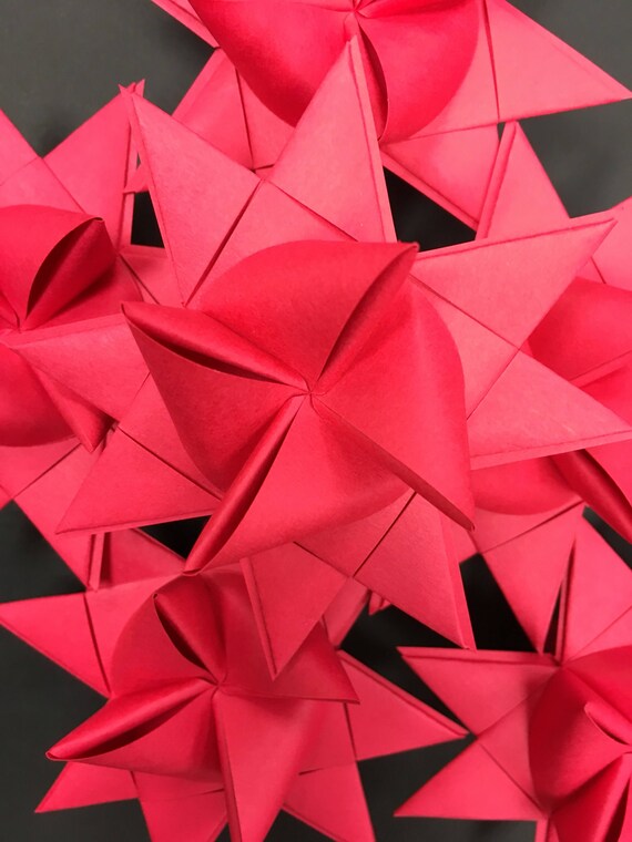 13 Medium Red German Paper Stars Froebel Stars Moravian Stars - Etsy