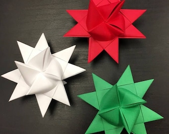 13 Red & White German Paper Stars Froebel Stars Moravian Stars | Etsy