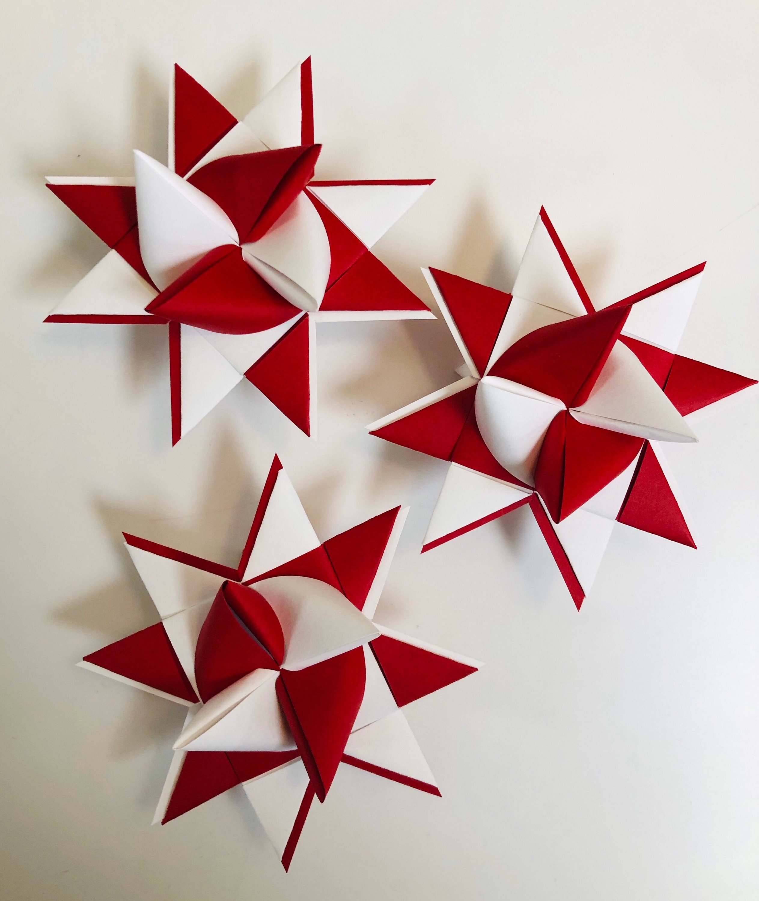 13 Red & White German Paper Stars Froebel Stars Moravian Stars Star ...