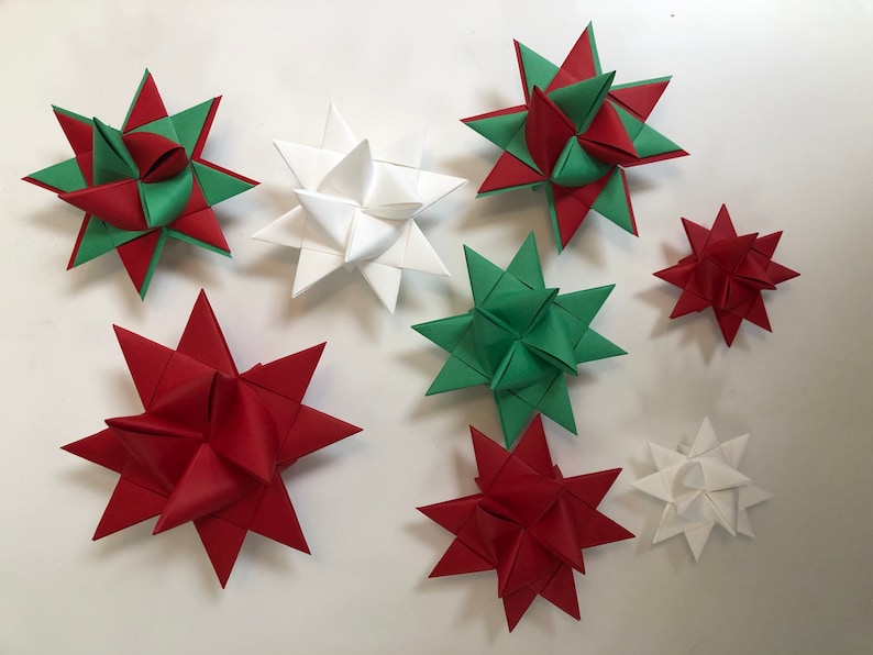 13 German Paper Stars Froebel Stars Moravian Stars Star Ornaments Red ...