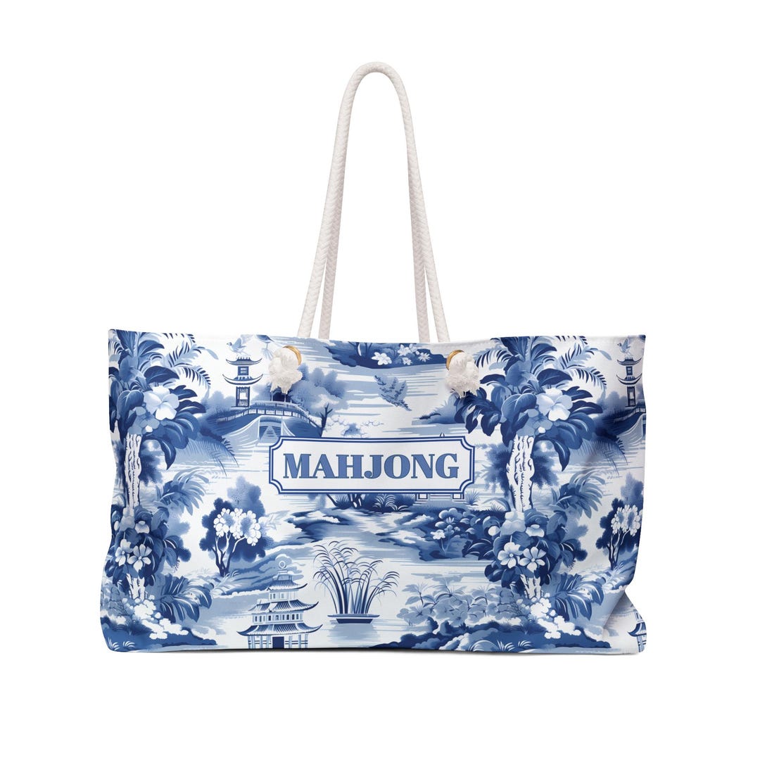 Mahjong Gift Bag for Mahjong Player Mahjong Party Gift Blue Chinoiserie ...