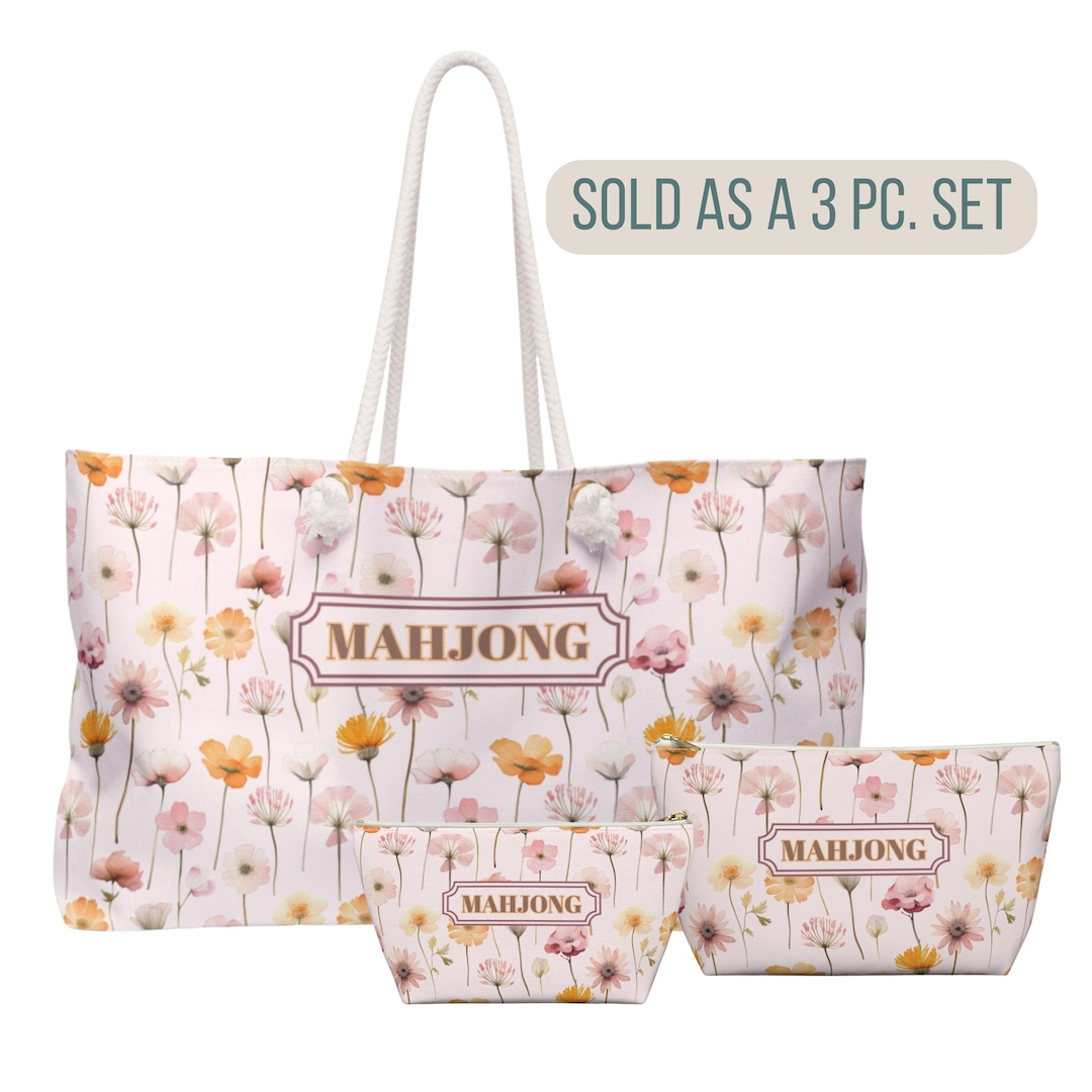 Mahjong Bags Mahjong Set of 3 Bags Mahjong Gifts Tote Bag Mahjong Tiles ...