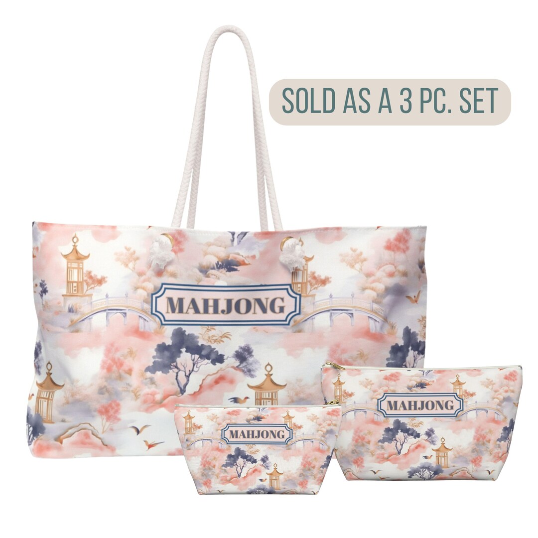 Mahjong Bags Mahjong Set of 3 Bags Mahjong Gifts Tote Bag Mahjong Tiles ...