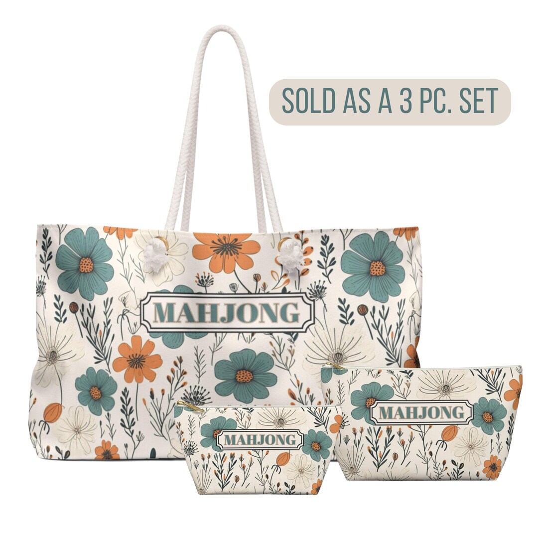 Mahjong Bags Mahjong Set of 3 Bags Mahjong Gifts Tote Bag Mahjong Tiles ...