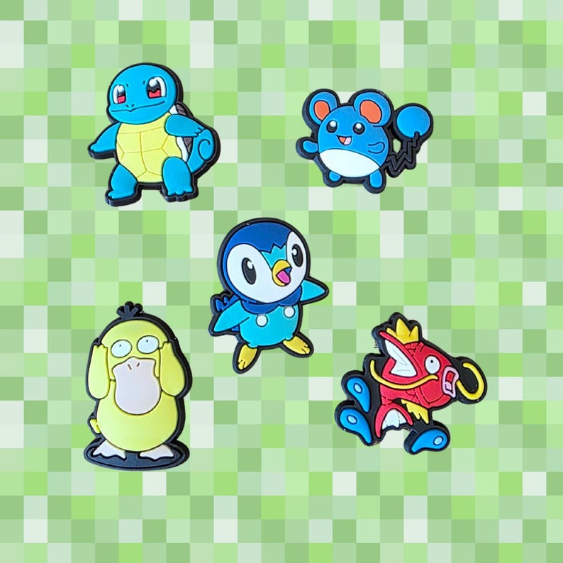 Pocket Monsters Inspired Electric Fire Water Type Shoe Charms - Video ...