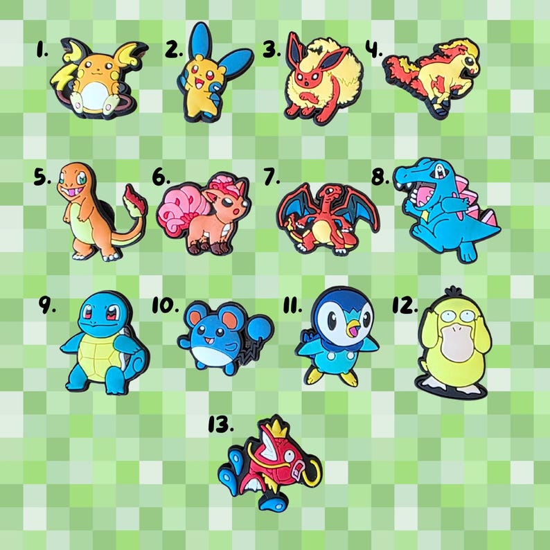 Pocket Monsters Inspired Electric Fire Water Type Shoe Charms - Video ...