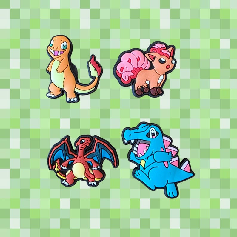 Pocket Monsters Inspired Electric Fire Water Type Shoe Charms - Video ...