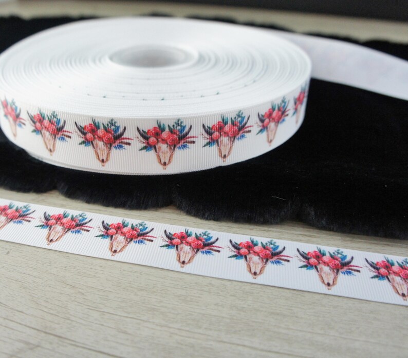 Flower Horn Skull Ribbon 5 YARDS 25 Mm 1 Inche Ribbon - Etsy