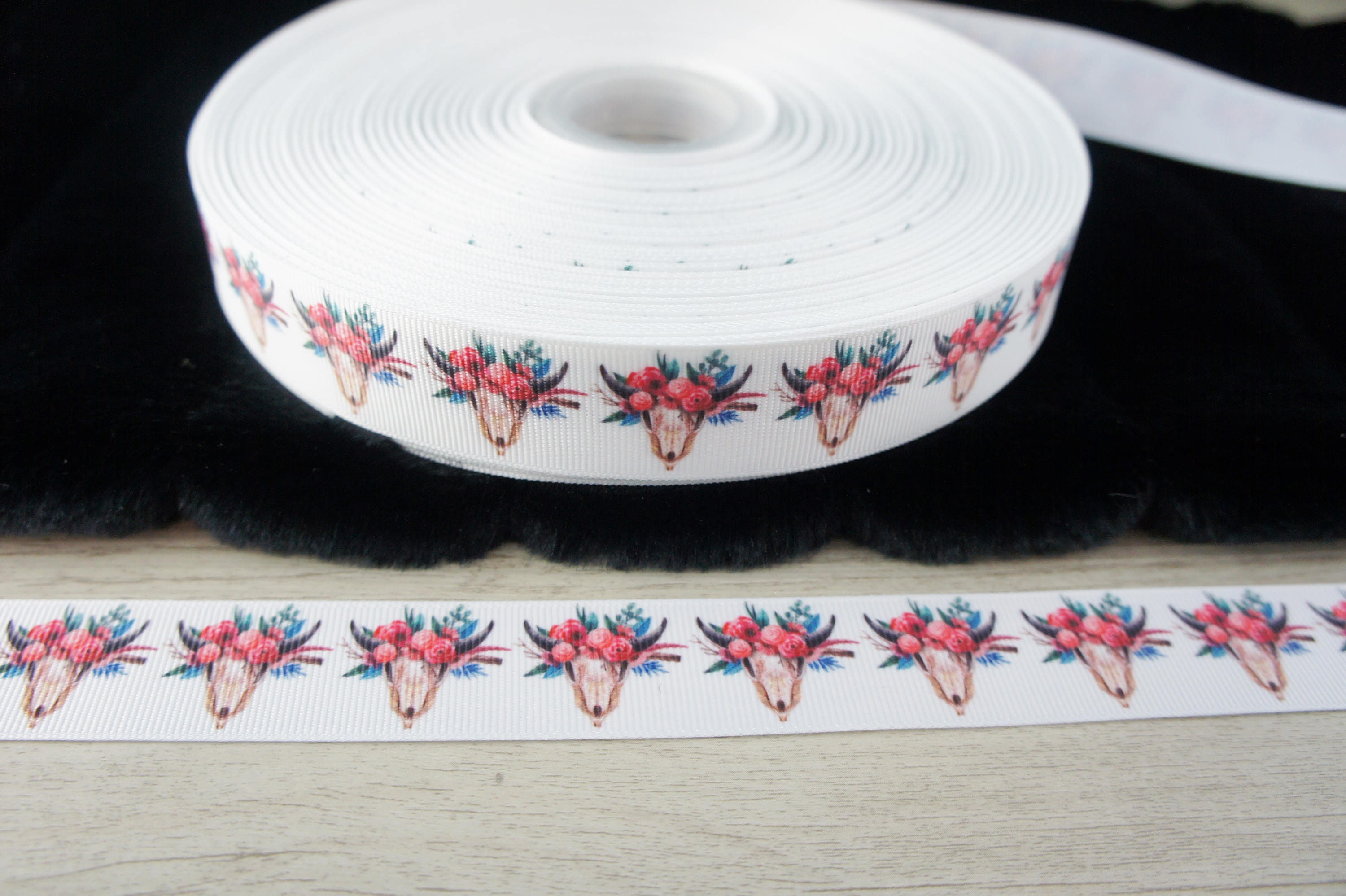 Flower Horn Skull Ribbon 5 YARDS 25 Mm 1 Inche Ribbon - Etsy