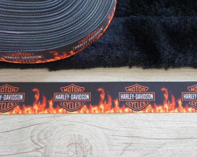 3 or 4 Yards of Harley Davidson Ribbon, Biker Style, Ribbon Grosgrain ...