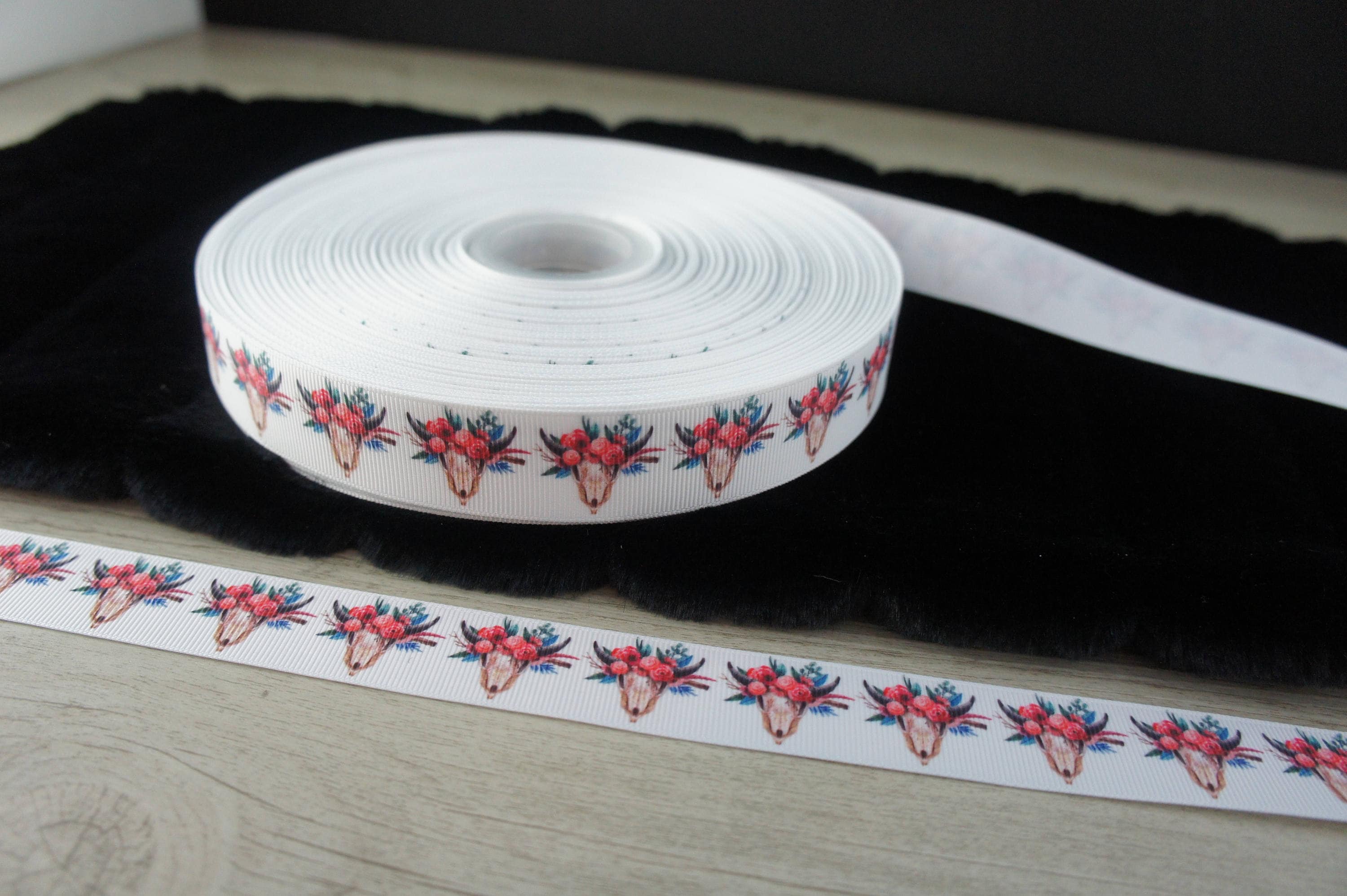 Flower Horn Skull Ribbon 5 YARDS 25 Mm 1 Inche Ribbon - Etsy
