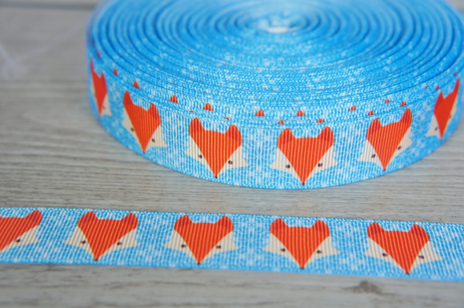 Fox rinbbon 22 mm 7/8 Comic Ribbon cartoon | Etsy