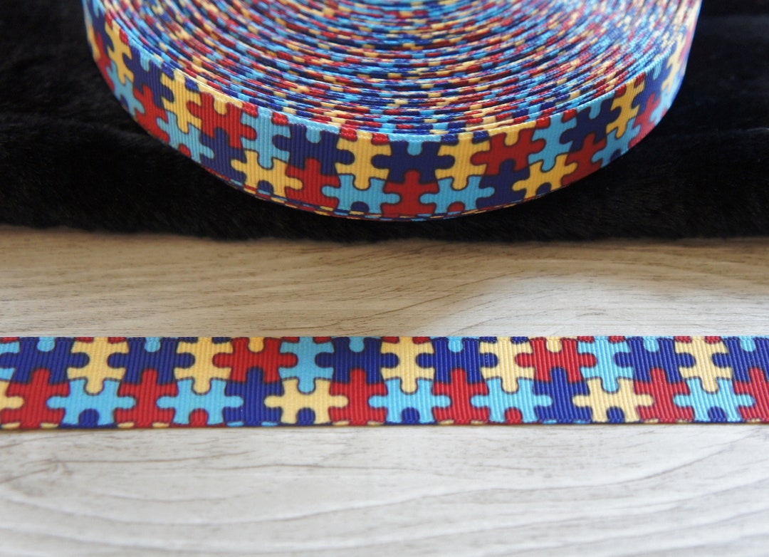 4.5 YARDS of Autism Puzzle Ribbon /autism Scrapbook /autistic /autisme ...