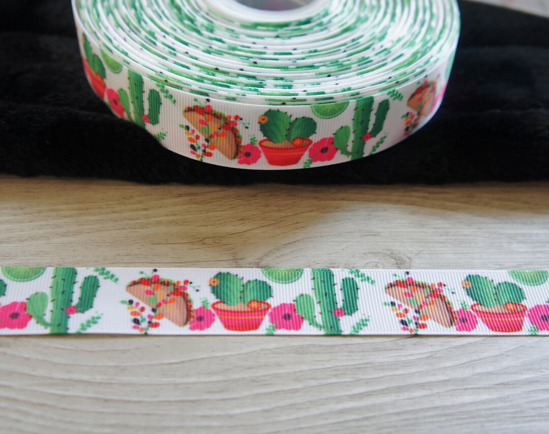 5 YARDS of CACTUS and TACOS Pattern Ribbon / 22 Mm - Cactus Ribbos ...