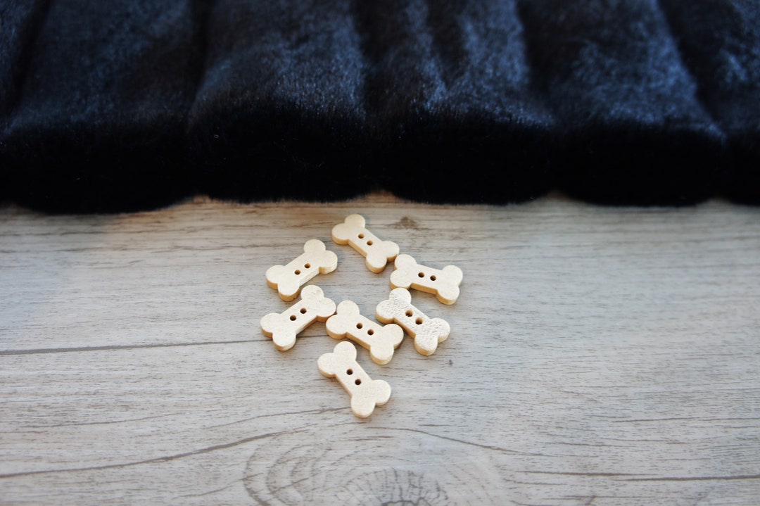 12 Pcs Miniature DOGS BONES Wood Button Mixed, Kitten Sewing Buttons ...