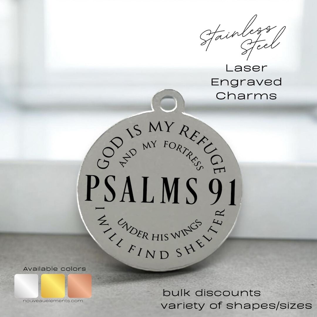 Psalms 91 Charm: Laser Engraved Stainless Steel Bible Verse Pendant - Etsy