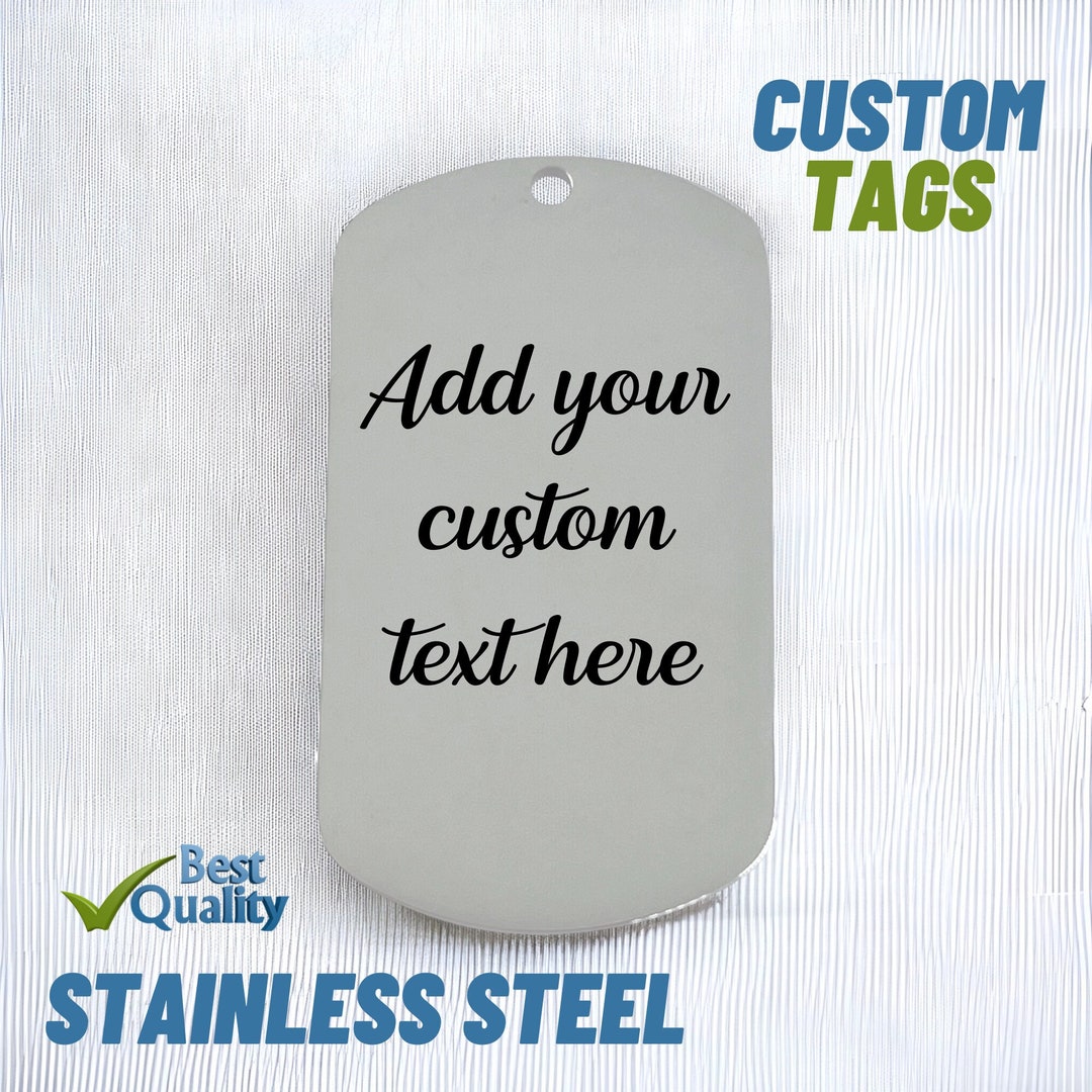 Customizable Dog Tag Key Chain, Stainless Steel, Silver Tone, Laser ...