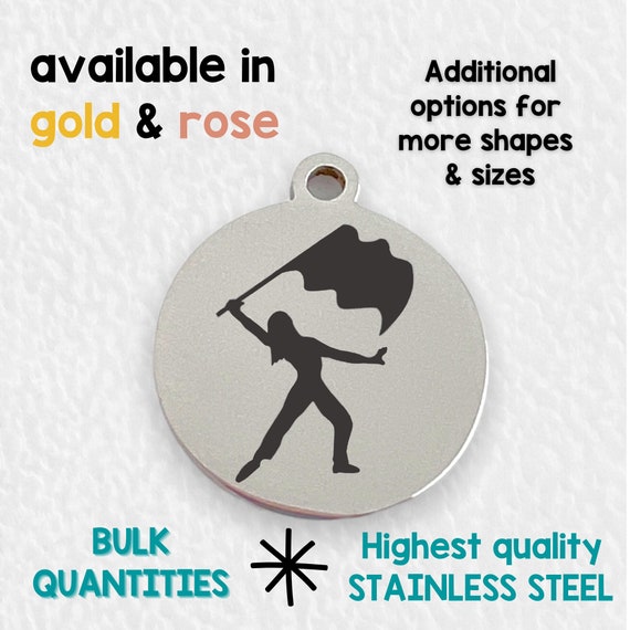 Color Guard Girl Laser Engraved Charm Silver Tone Charm - Etsy