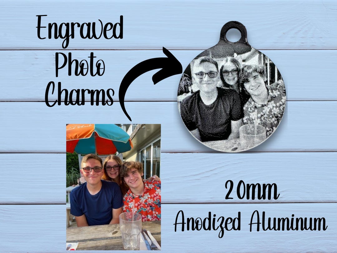 Personalized Photo Charm - 20mm Black Anodized Aluminum | Custom ...