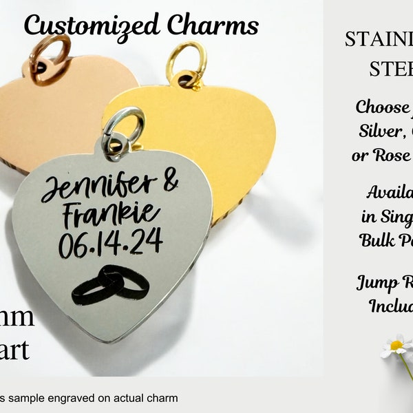 Custom Engraved Charm Heart - Etsy