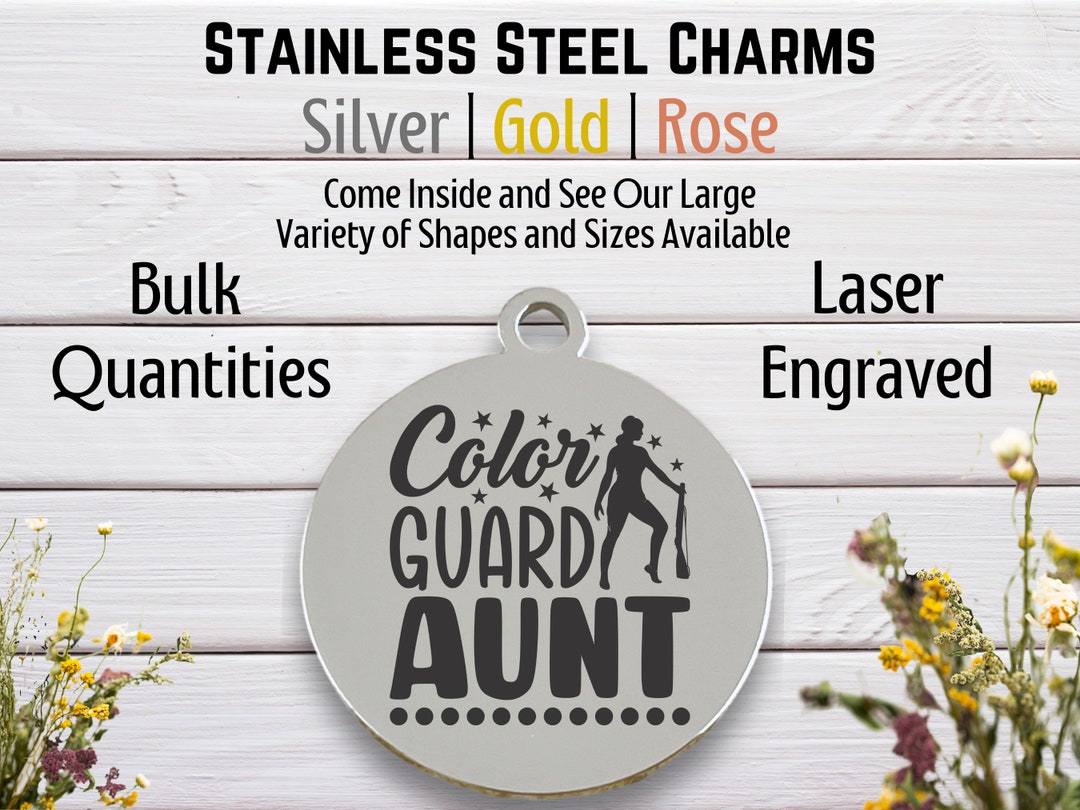 Color Guard Aunt Laser Engraved Charm, Color Guard Charm, Stainless ...