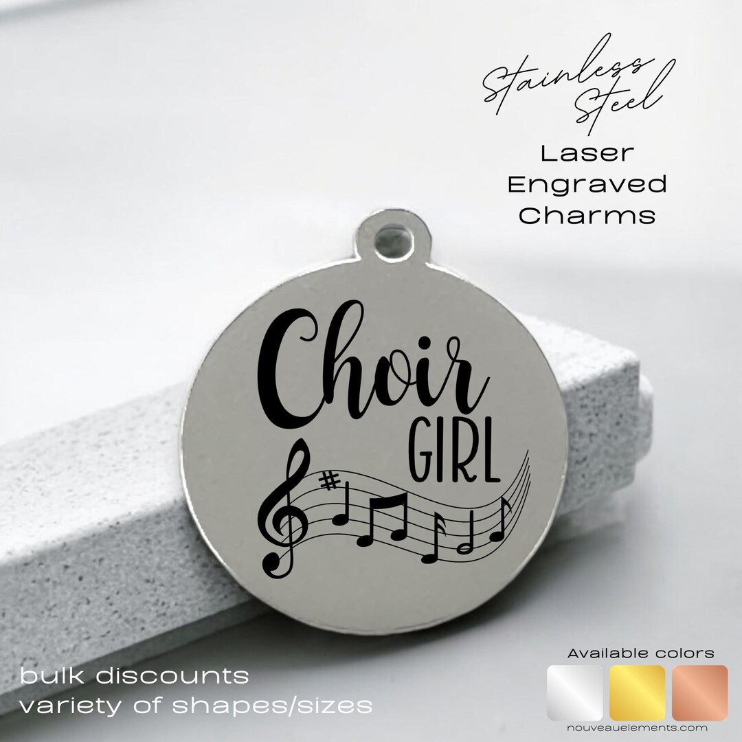 Choir Girl, Laser Engraved Charm, Silver Tone, Gold Tone, Rose Tone ...