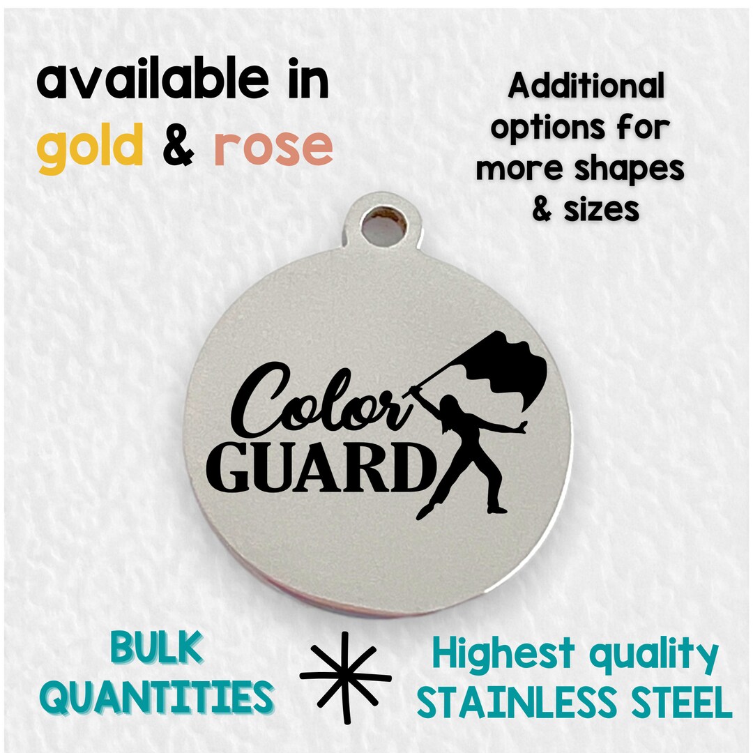 Color Guard Flag Girl Laser Engraved Charm Stainless Steel - Etsy