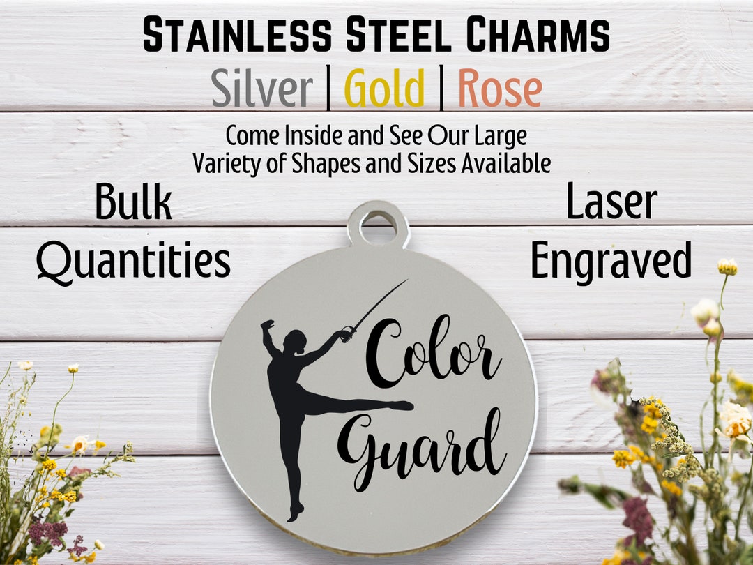 Color Guard Person Sabre, Laser Engraved Charm, Silver Tone, Gold Tone ...