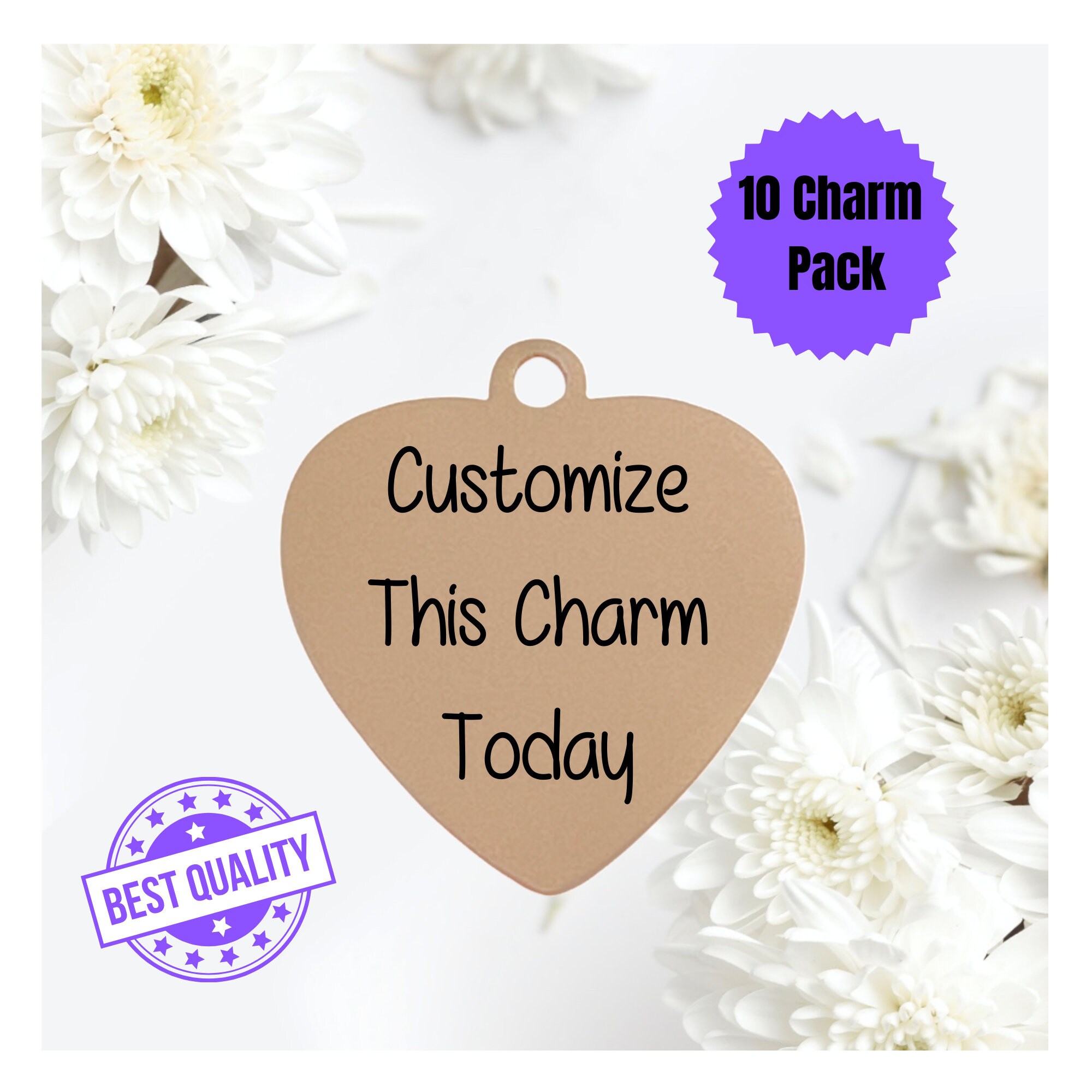 Jewelry & Beauty Custom Metal GOLD TONE Charm New Fonts round TAB 10 ...