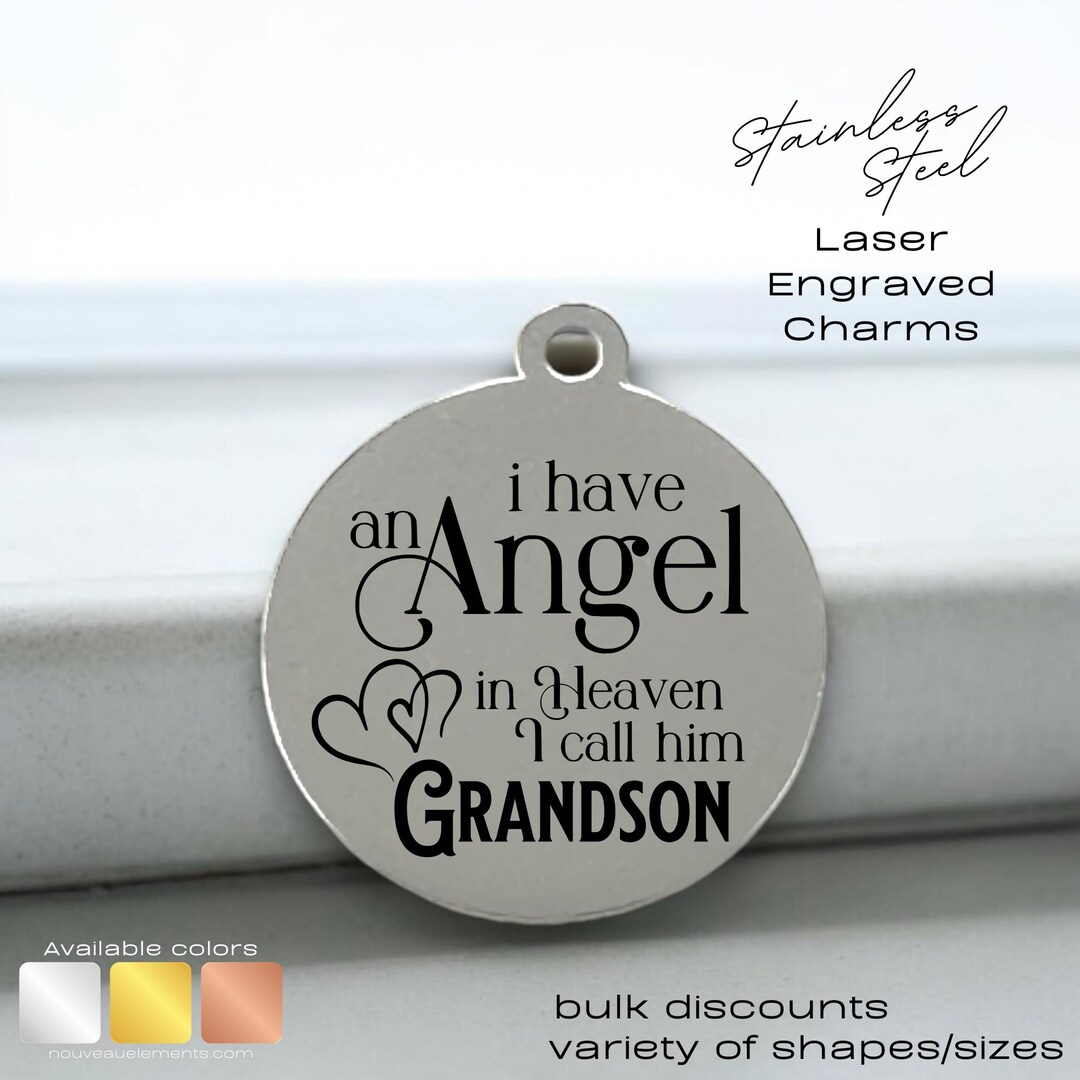 Angel in Heaven, I Call Him Grandson | Laser Engraved Charm | Stainless ...