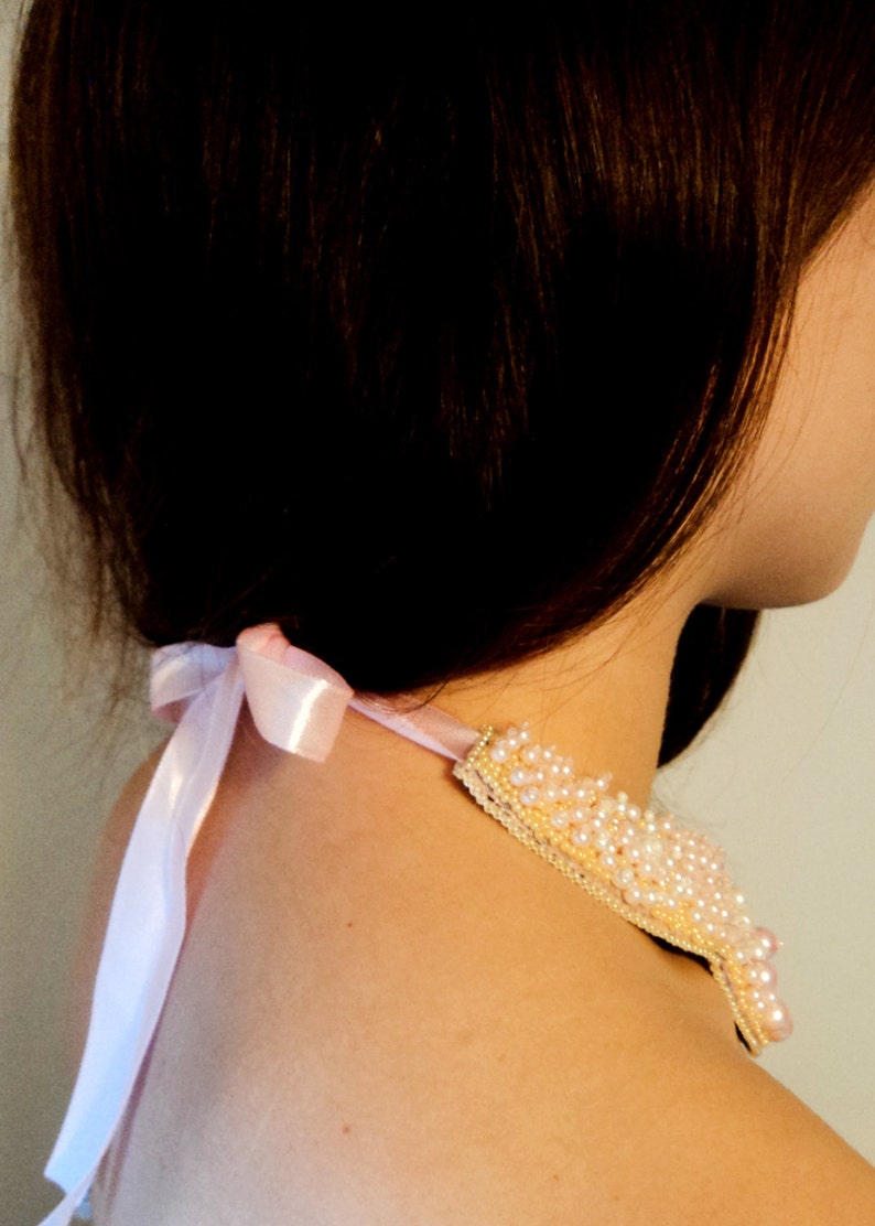 Bead Embroidery Necklace Pastel Collar Bead Embroidery - Etsy