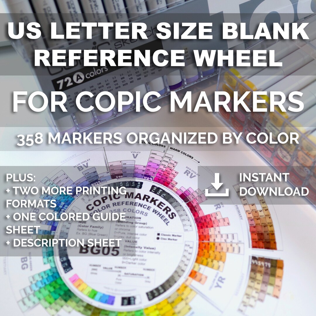 US Letter Ready to Print Blank Reference Color Wheel for Copic Markers ...