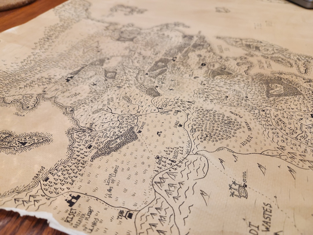 A2 Custom Handrawn Fantasy Map Made to Order D&D World - Etsy