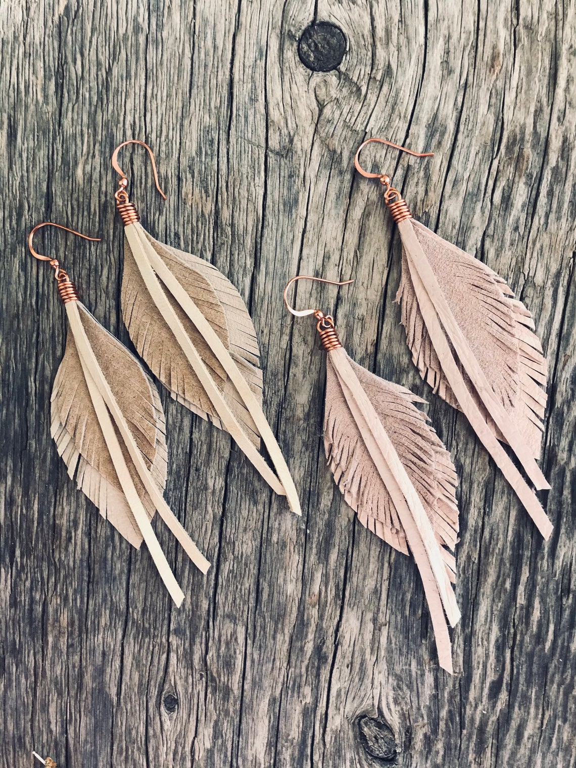 Leather Feather Earrings - Etsy