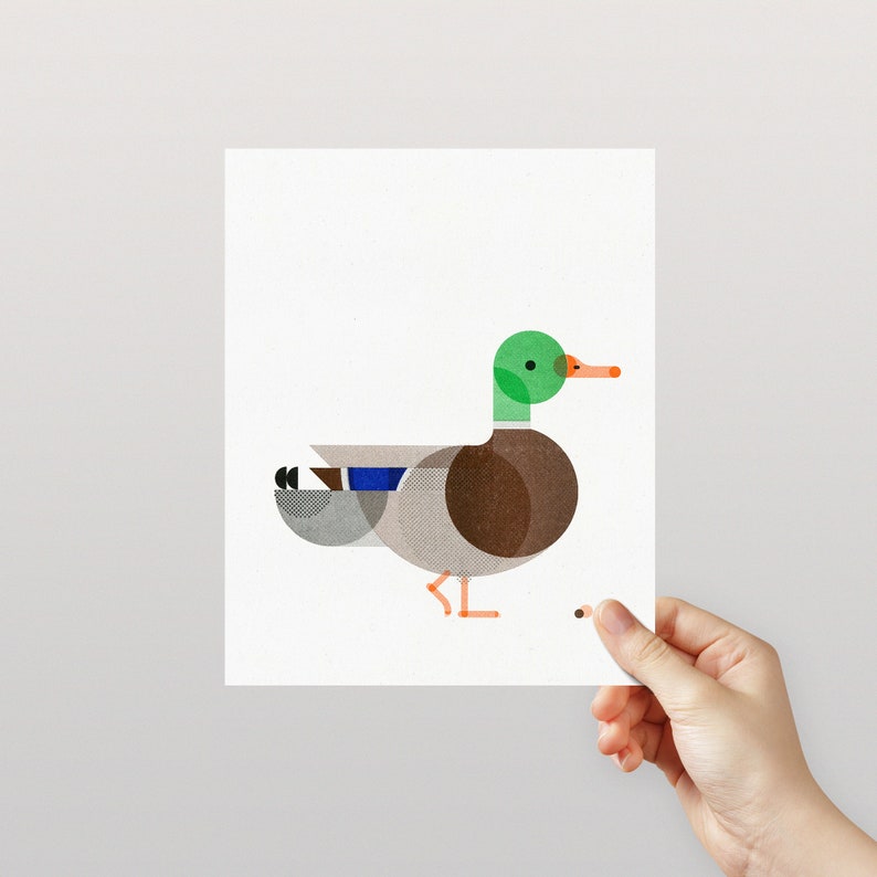 Duck Art Print 8x10 Minimal Geometric Bird - Etsy New Zealand