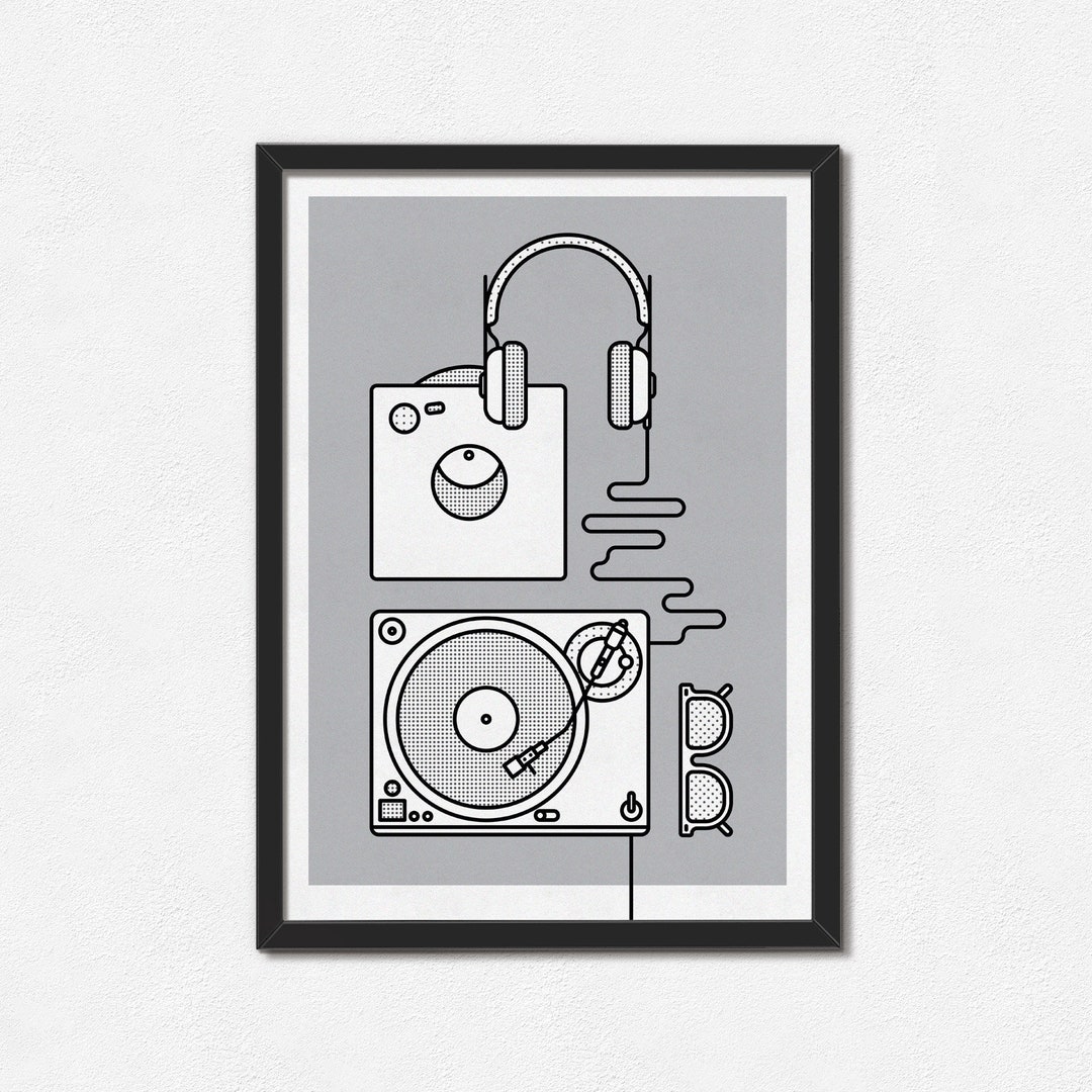 Vinyl Record Player Art Print - A3 Riso - Etsy