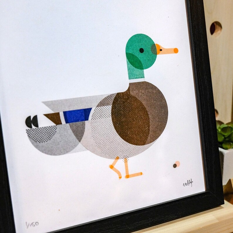 Duck Art Print 8x10 Minimal Geometric Bird | Etsy