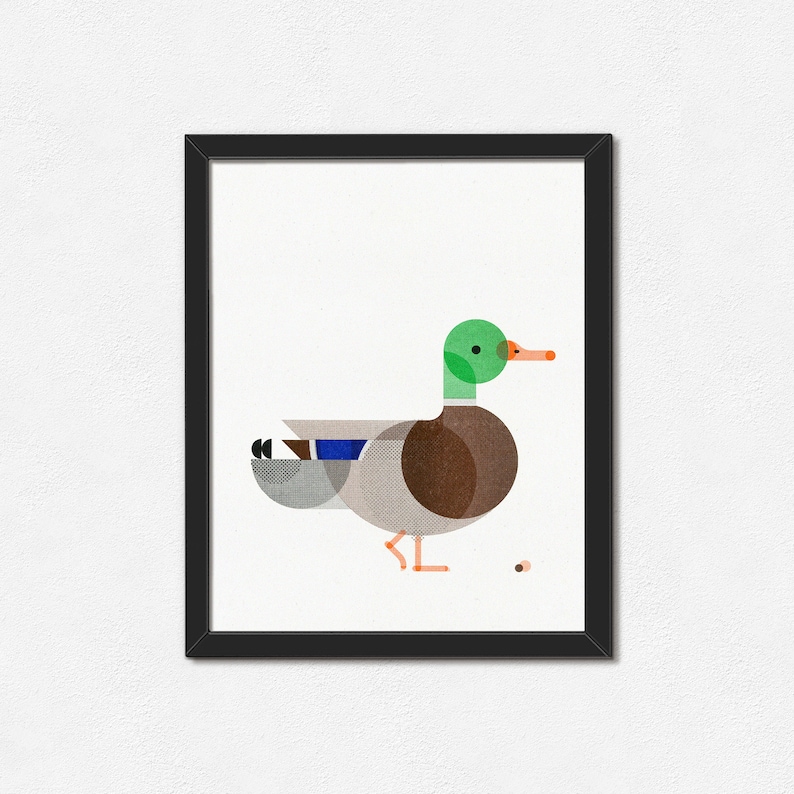 Duck Art Print 8x10 Minimal Geometric Bird - Etsy