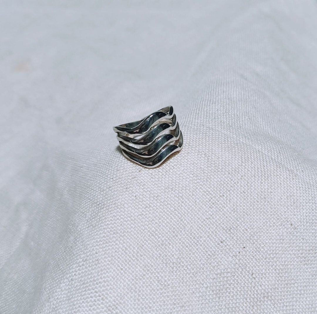 Multi-row Wave Ring 925 Sterling Silver/four Row Wavy Ring/stacked ...
